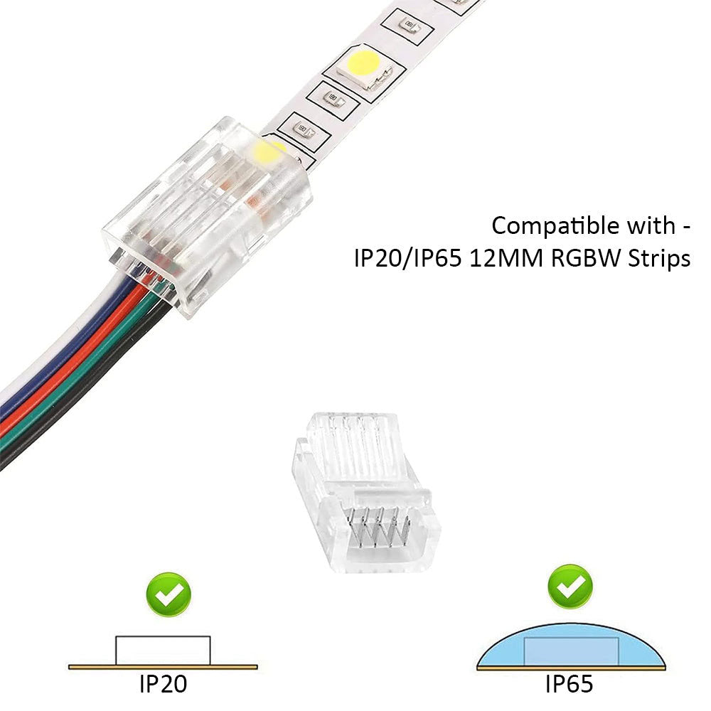 Buy 12mm SMD RGBW LED Strip Clamp Connectors IP20/IP65